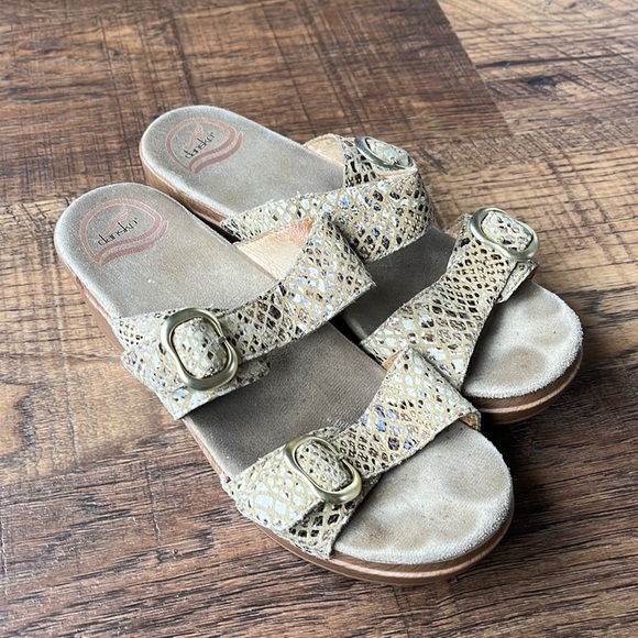 Dansko | Shoes | Dansko Sandal Metallic Gold Reptile Print Size 38 ...